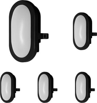 Ledvance LED Funktions-Leuchte, Leuchte f&uuml;r Au&szlig;enanwendungen, Kaltwei&szlig;, LED Bulkhead, 4058075271647, Schwarz, 6W (Packung mit 5)