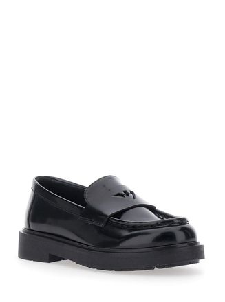 Emporio Armani Boys Loafers, Black Patent Ecoleather Loafers & Mocassins