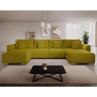 Best Mobilier Bestmobilier - Gabriel - canapé panoramique en u 7 places convertible avec coffre en tissu texturé