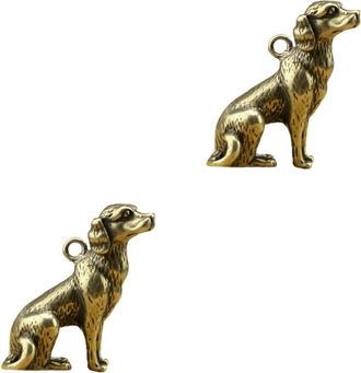 Pretyzoom 2St Hund Schl&uuml;sselanh&auml;nger Tierfiguren zum Sammeln Hund als Schl&uuml;sselanh&auml;nger Hundezauber car Key Chain Tier Hundeornament Anh&auml;nger aus Messing Kupfer