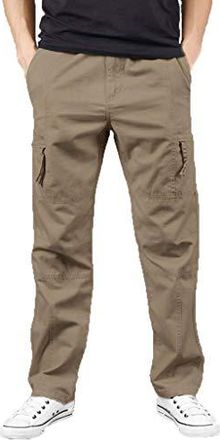 Generic Pantalon cargo baggy pour homme - Pantalon de jogging pour homme avec plusieurs poches - Pantalon de loisirs uni - Jambe droite - Respirant - Pantalon
