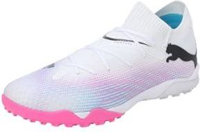 Puma Puma Men Future 7 Pro Cage Soccer Shoes, Puma White-Puma Black-Poison Pink, 45 EU