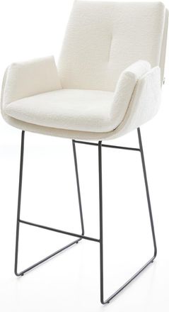 DELIFE Barstuhl Clea-Flex Boucl&eacute; Soft Beige Kufengestell Metall Schwarz, Barst&uuml;hle