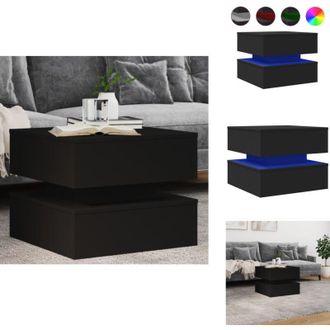 vidaXL Table basse avec lumi&egrave;res led noir 50x50x40 cm - Table Basse Design - Table Basse Led - Table Basse Moderne - Meuble Tv - Table Dappoint
