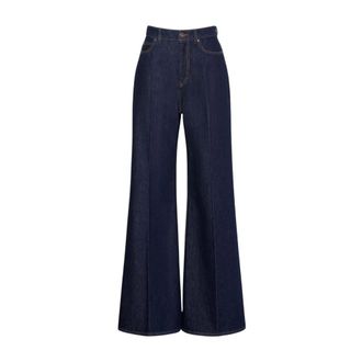 Max Mara Vega Wide Leg Denim Pantalons - Femme - Jeans - Bleu - Taille: 36 FR