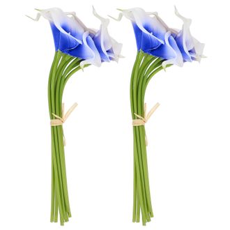 Garneck K&uuml;nstliche Calla Lilien 20 St&uuml;ck Pu Material Lebensecht Wei&szlig; Blau Wiederverwendbar f&uuml;r Brautstr&auml;u&szlig;e Hochzeits und Heimdekoration