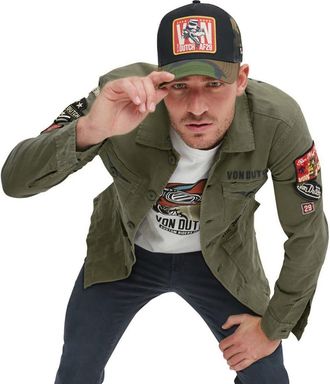 Von Dutch Rebel Herren-Jacke, d&uuml;nne Baumwolle, gr&uuml;n, XXXL