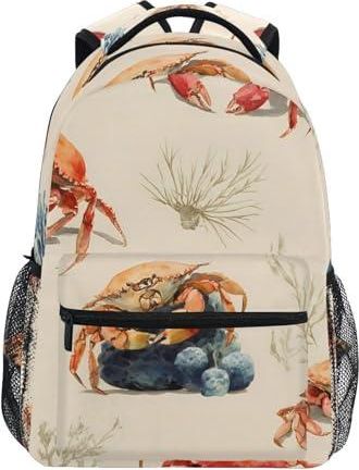 Generic Crabe Et Algues Cartables Scolaires Antivol Sacs D&Eacute;cole L&eacute;ger Sacs A Dos Pour Plein Air Homme Femme 29X40Cm