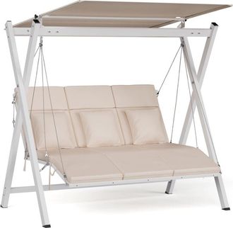 Blumfeldt Blumfeldt FlexiSwing Balancelle Jardin 3 Places Dossier & Auvent R&eacute;glables, 240 kg, Cadre Acier R&eacute;sistant, Coussins &Eacute;pais, Balancelle Ext&eacute;rieur