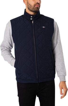 GANT Herren Steppweste - QUILTED WINDCHEATER VEST, Reißverschluss, Stehkragen Blau 3XL