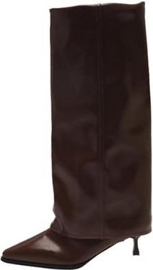 Generic Bottes hautes pour femme - Large mollet - Pliables - &Eacute;l&eacute;gantes - Bout pointu - Talon chaton - D&eacute;contract&eacute;es et confortables - Pour lautomne et lhiver,
