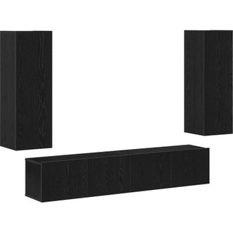 vidaXL Vidaxl - 4-teiliges TV-Schranksystem - Wandmontierter schwarzes Eichenholz