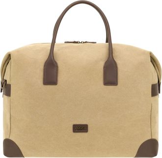 Boggi Milano Homme, Sacs, Beige, Taille: ONE Size Sac de voyage en coton et cuir