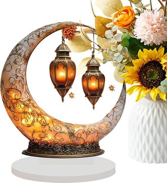 Generic Mondf&ouml;rmiger Feiertags-Tischaufsatz, perfekt f&uuml;r rotierende saisonale Wohngestaltung, 2D-Acryl-arabische Dekorationen f&uuml;r Zuhause, Schreibtisch, B&uuml;che