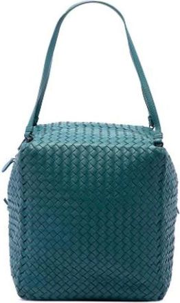 Bottega Veneta Sac port&eacute; &eacute;paule Pre-owned en cuir nappa tress&eacute; - Femme - Pre-owned - Bleu - Taille: ONE Size