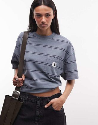 Carhartt Work in Progress Bert - T-shirt avec poche &agrave; rayures - Bleu multicolore
