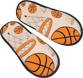 Generic Pantoufle Maison Anneaux Et Ballons De Basket-Ball Oranges Chaudes Pantoufles Antid&eacute;rapantes Chaussons Maison Portative Hiver Chaussures Chaudes Pour 
