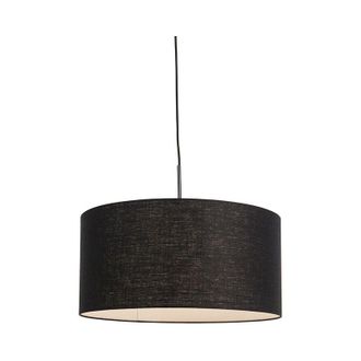 QAZQA Moderne H&auml;ngelampe schwarz mit schwarzem Schirm 50 cm - Combi 1