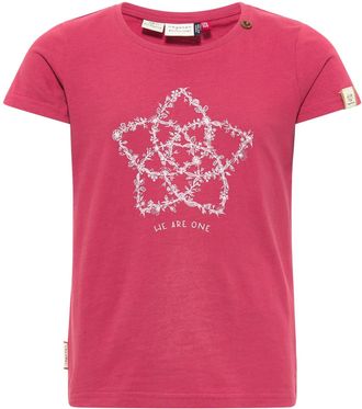 Ragwear M&auml;dchen T-Shirt VIOLKA Organic Kurzarm Shirt Heart Flower Print Herzchen aus 100% Bio Baumwolle (DE/NL/SE/PL, Numerisch, 140, Regular, Raspberry)