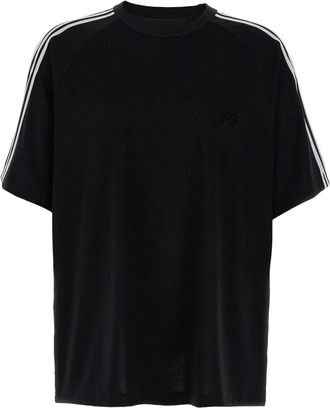 Yohji Yamamoto Homme, Tops, Noir, Taille: 2XS T-Shirt Wire 3-Stripes
