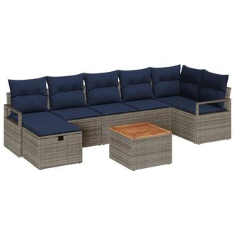 vidaXL Set Divano Da Giardino 8 Pz Grigio Polyrattan Vidaxl