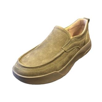 Generic Mocassins Penny Mocassins confortables et respirants en cuir v&eacute;ritable faits &agrave; la main pour homme, jaune/marron, 39 1/3 EU