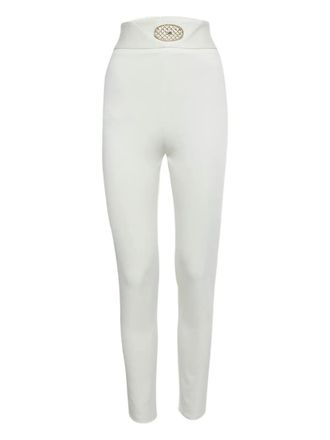 Elisabetta Franchi legging à plaque logo - Blanc