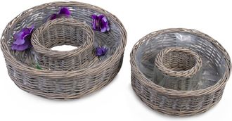 Matches 21 Weide Pflanz-Ringe in grau als wetterfeste Pflanzschalen - 2 runde Pflanzk&auml;sten in 30, 38 cm als Blumen-Korb Pflanzk&uuml;bel f&uuml;r au&szlig;en - Gro&szlig;e Pflanz-K&ouml;rb