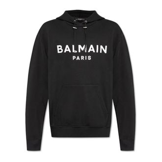 Balmain Homme, Sweatshirts et sweats &agrave; capuche, Noir, Taille: L Sweat &agrave; capuche Imprim&eacute; Paris