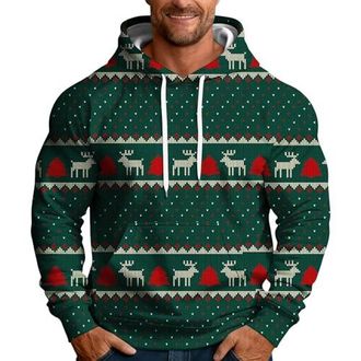 Generic Sweat à capuche de Noël pour homme - Motifs imprimés graphiques 3D - Pull décontracté pour fêtes de fin dannée - Pull à capuche avec poche - Vêtements