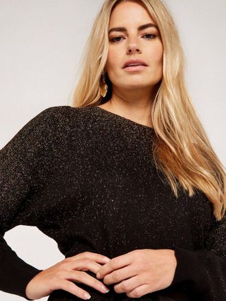 Apricot Strickpullover Ombre Batwing Pullover mit Lurexf&auml;den