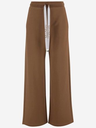 Max Mara Pantalon en coton m&eacute;lang&eacute; avec logo