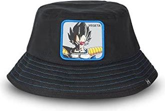 Capslab Bob Homme Vegeta, Chapeau 100% Coton Dragon Ball Z, Noir, Bleu, Noir, Taille 56