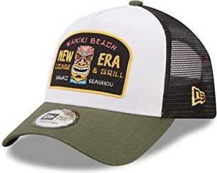 New Era Waikiki Beach Truckerkappe verstellbar Snapback weiß oliv Mesh Basecap - One-Size