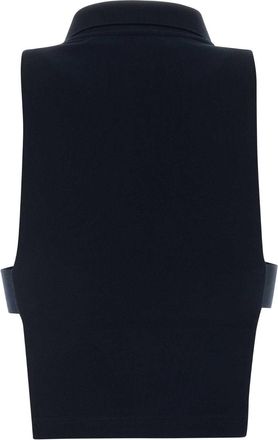 Miu Miu Womens Logo-Embroidered Piquet Polo Shirt Navy Cotton