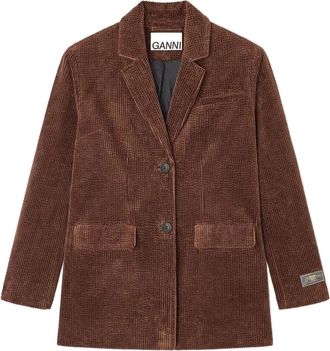 Ganni Femme, Vestes, Brun, Taille: 34/36 FR Blazer en velours c&ocirc;tel&eacute;