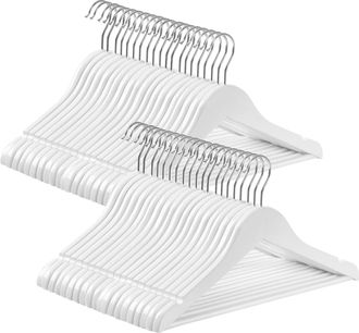Songmics Kinderkleiderb&uuml;gel, 40er Set Kleiderb&uuml;gel Kinder, 35 cm Lange B&uuml;gel aus Holz, Massivholz, mit rutschfestem Hosensteg und Einkerbungen, Haken um 360&deg; d