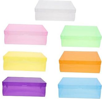 Healifty 7 pi&egrave;ces Bo&icirc;tes Chaussures Transparentes Empilables Couleurs Bo&icirc;te Rangement Chaussures Robuste Plastique avec Couvercle Rabattable Organiseur Gain de