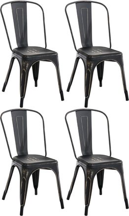 Clp 4er Set Stühle Benedikt I Metallstühle stapelbar und pflegeleicht I Stapelstühle bis 200 kg belastbar I Sitzhöhe 44 cm, Farbe:schwarz-Gold