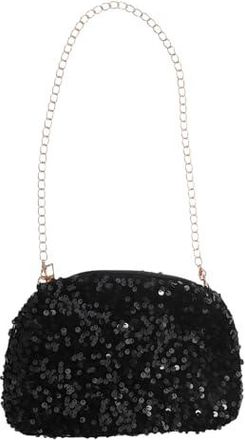 BESPORTBLE Pochette &agrave; Paillettes Noire Cha&icirc;ne Argent&eacute;e R&eacute;glable, Petit Paquet Bandouli&egrave;re Femme 24,4 X 17 X 4,8 Cm, Paquet de Soir&eacute;e Scintillant pour Mariages, F