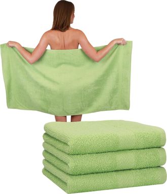 Betz 4 Stück Strandtücher Duschtücher Set Größe 70x140 cm Duschhandtuch Badetuch Strandtuch Handtuch Premium 100% Baumwolle Farbe apfelgrün