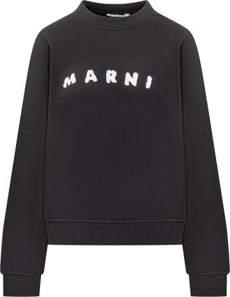 Marni Femme, Sweatshirts et sweats &agrave; capuche, Noir, Taille: 34 FR Logo SweaT-shirt