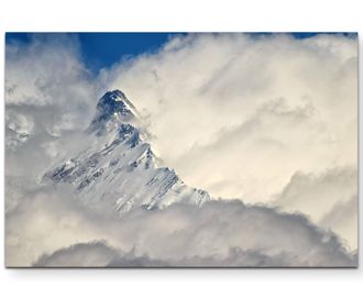 Paul Sinus Art Leinwandbilder | Bilder Leinwand 120x80cm Berggipfel in den Wolken - Himalaya