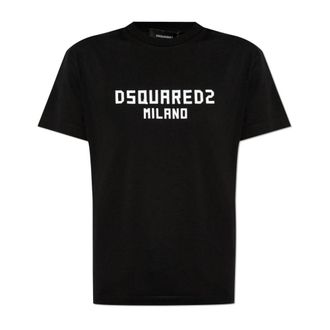 Dsquared2 T-Shirt mit Logo in Samt-Optik - - Tops - Damen - Schwarzk - XS