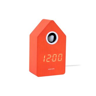 Karlsson Wecker Cuckoo Led - Orange - 9x9x15.8cm - Rechteck - Holz - Wecker f&uuml;r Schlafzimmer - Weihnachtsdekoration - Geschenk f&uuml;r sie