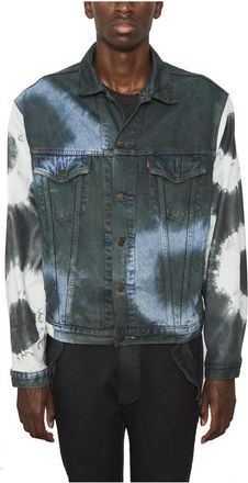 Giorgio Brato Homme, Vestes, Multicolore, Taille: S Veste en jean d&eacute;lav&eacute;e &agrave; manches Tie-Dye