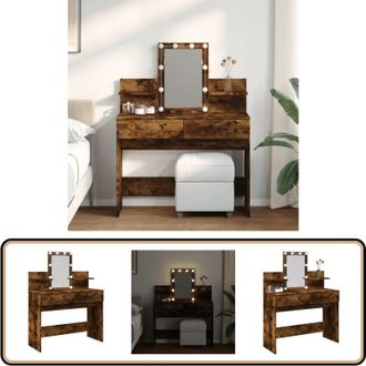vidaXL Vidaxl - Schminktisch mit LED-Beleuchtung R&auml;uchereiche 100x40x130 cm - Schminktisch - Kosmetikschrank - Schreibtisch - Badezimmerm&ouml;bel - led