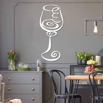 Generic Moderne minimalistische Wanddekoration aus Metall: Weingl&auml;ser, Weinflaschen, Bar-Dekoration f&uuml;r Wohnzimmer, Schlafzimmer, B&uuml;ro (Wei&szlig;, 121 x 51 cm, 48 