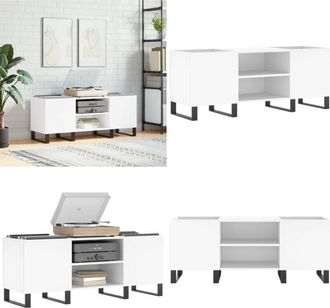 vidaXL Vidaxl - Plattenschrank Weiß 121x38x48 cm Holzwerkstoff - Plattenregal - Vinyl Regal - Musikregale - Wohnzimmer Deko - Holzschrank - Home & Living