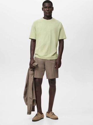Mango T-shirt coton lin relaxed-fit vert pomme - Homme - XXL - MANGO MAN